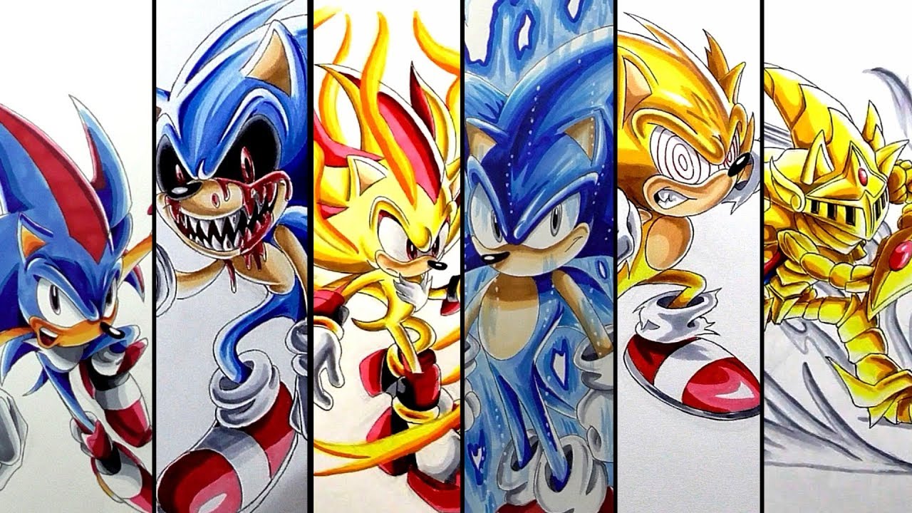 Drawing Sonic Super Forms And Transformations Compilation 2 Youtube