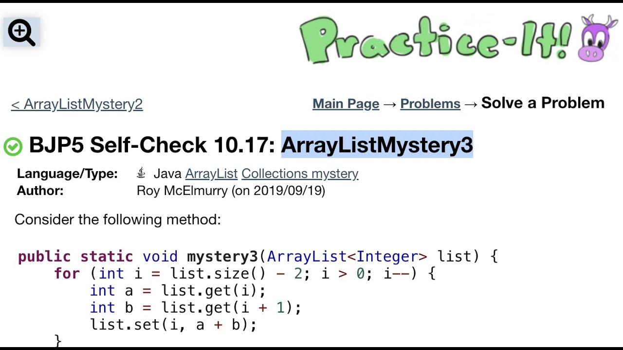Java Practice It Self Check 10 17 Arraylistmystery3 Arraylist