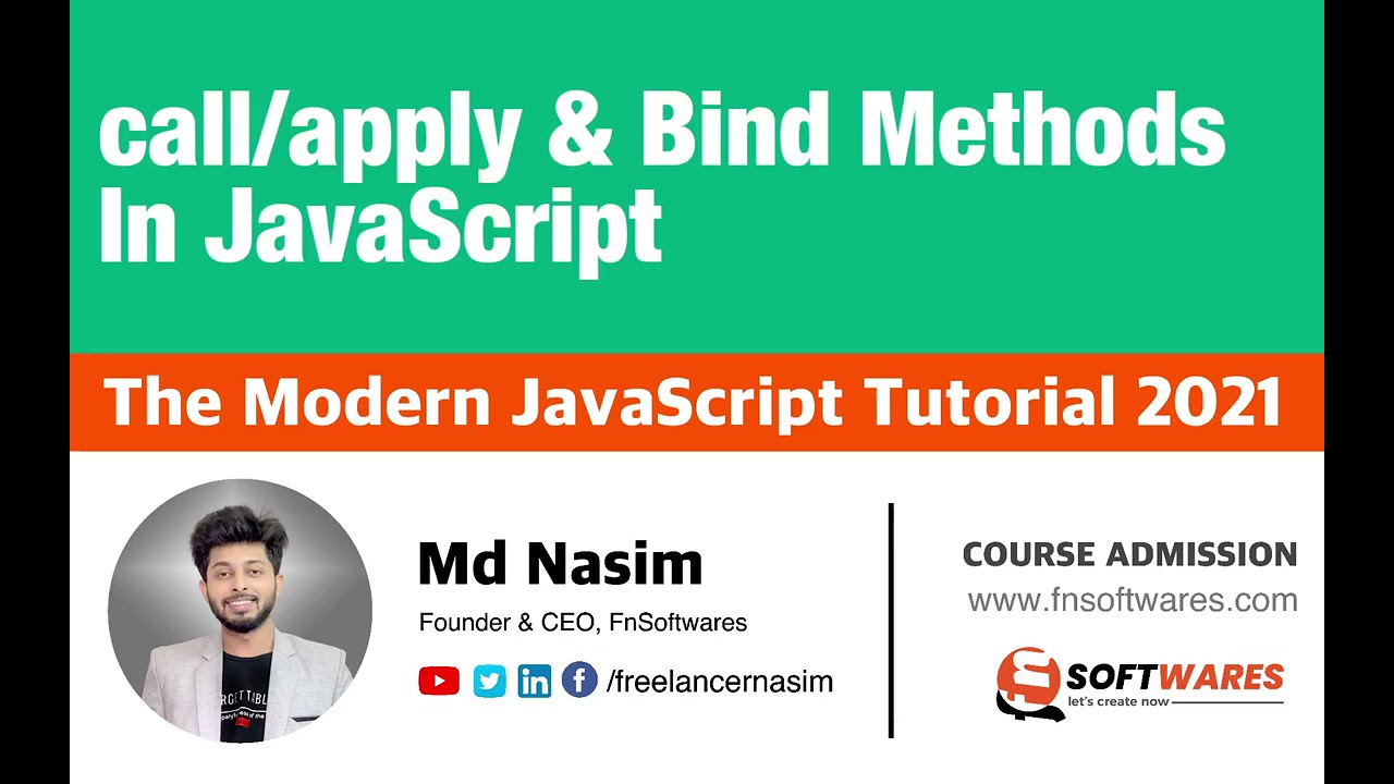 032 Call Apply Bind Methods The Modern Javascript Tutorial Youtube