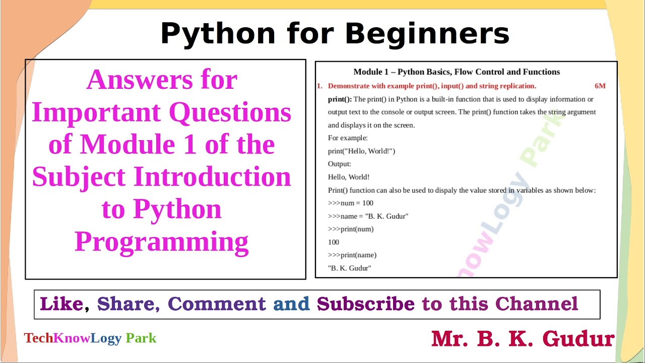Questions And Answers Of Module 1 Of Introduction To Python Programming