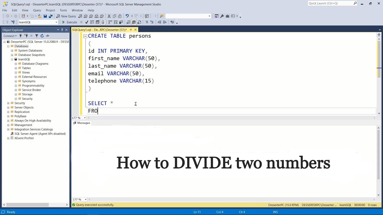 How To Divide Two Numbers In Sql Youtube