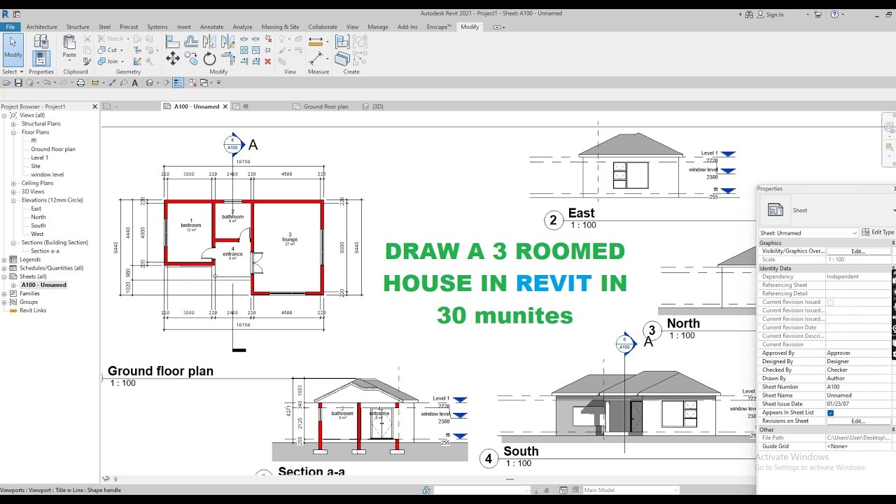 House Plan Tutorial In Revit For Beginners Youtube