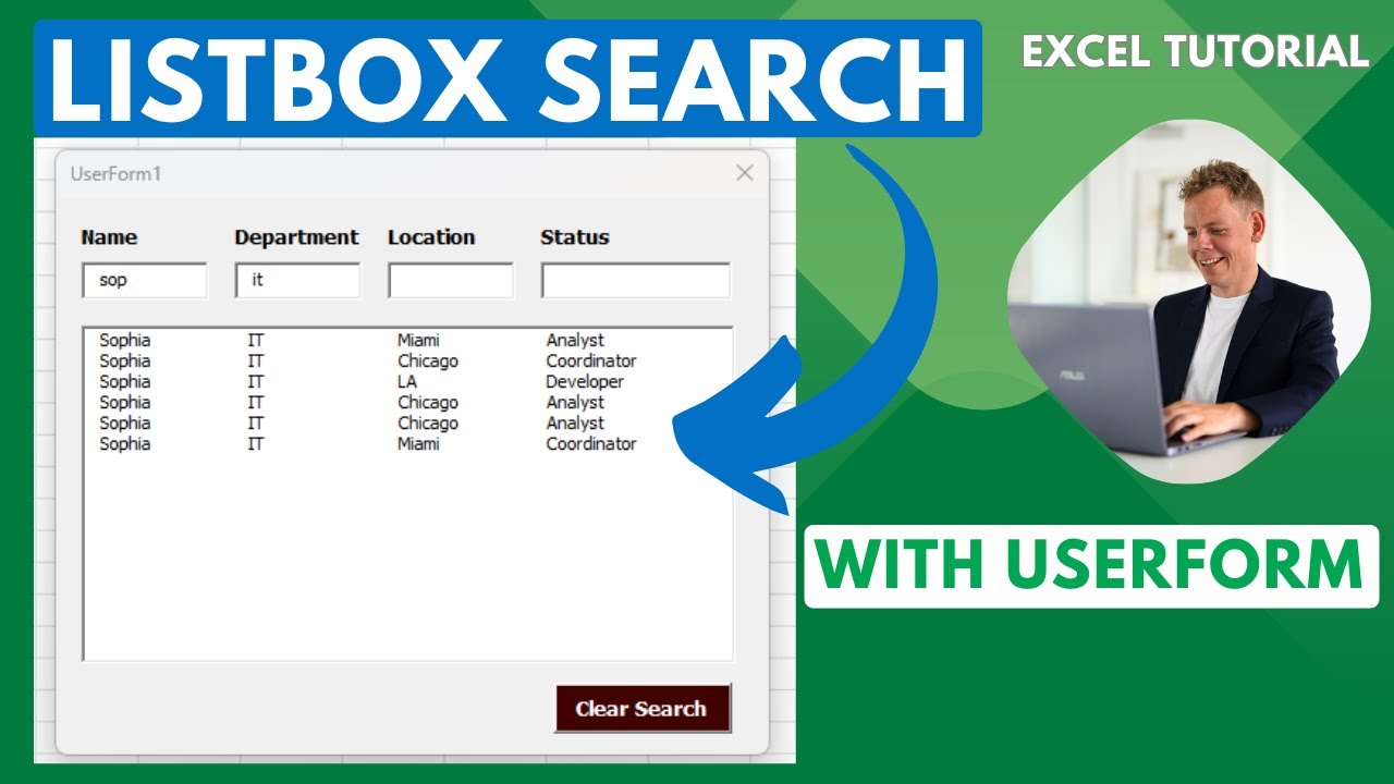 Excel Vba Listbox Search In Userform Filter Data Instantly Step By
