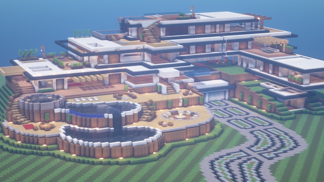Minecraft Modern Mega Mansion Tutorial Pt 3 Architecture Build 12