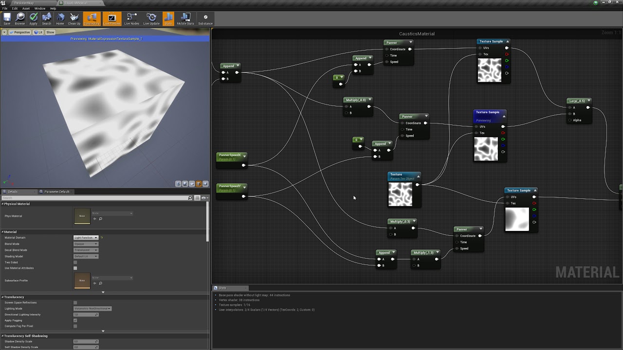 Ue4 Underwater Caustics Effect Engine Tutorial Material In
