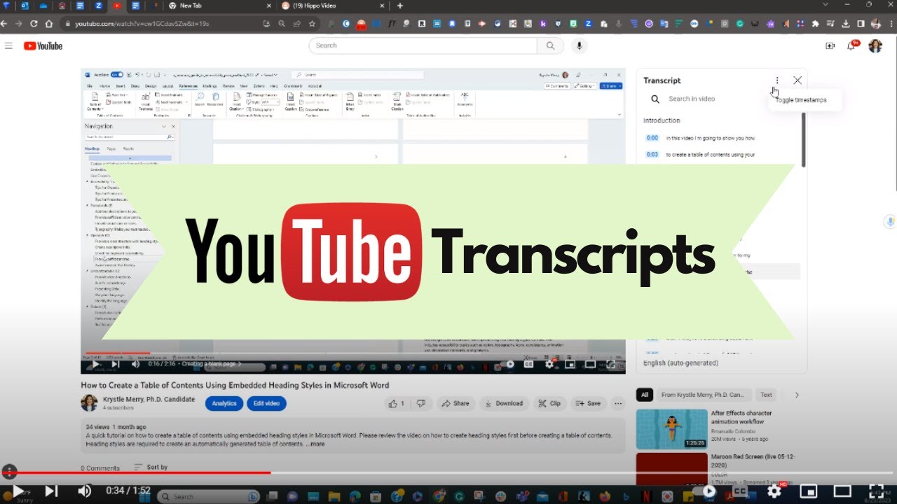 How To Show And Search Transcripts And Timestamps In Youtube Videos