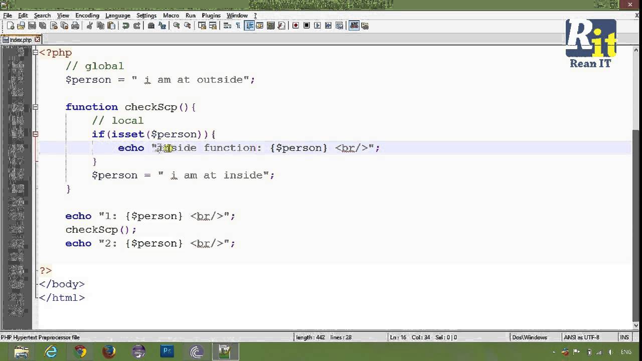 Lesson 6 Part 3 Php Function Variable Scope Youtube