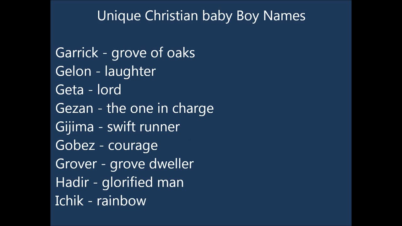 Unique Christian Baby Boy Names Youtube