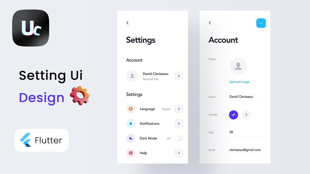 Account Settings Screen Ui Design Flutter Speed Code Youtube