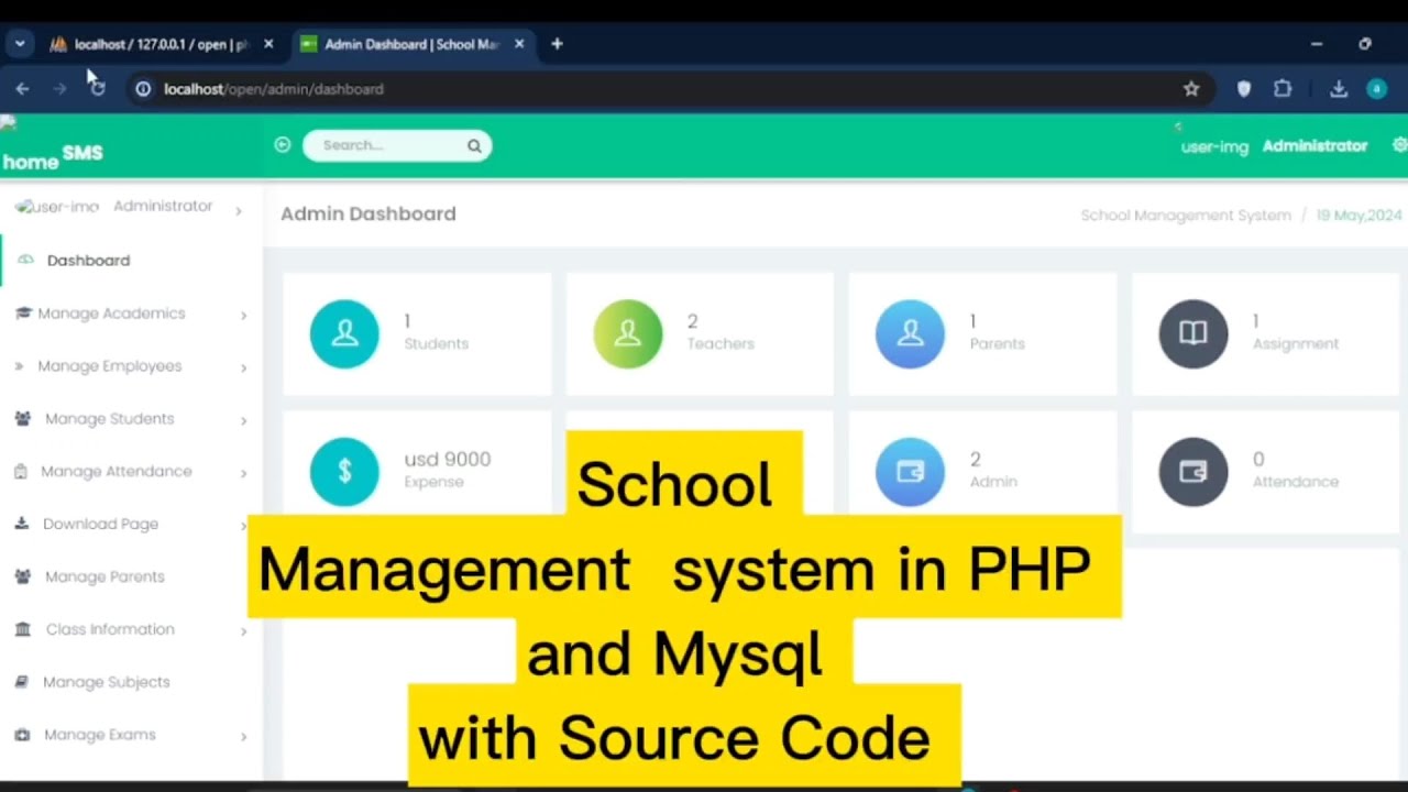 School Management System In Php And Mysql With Source Code Youtube