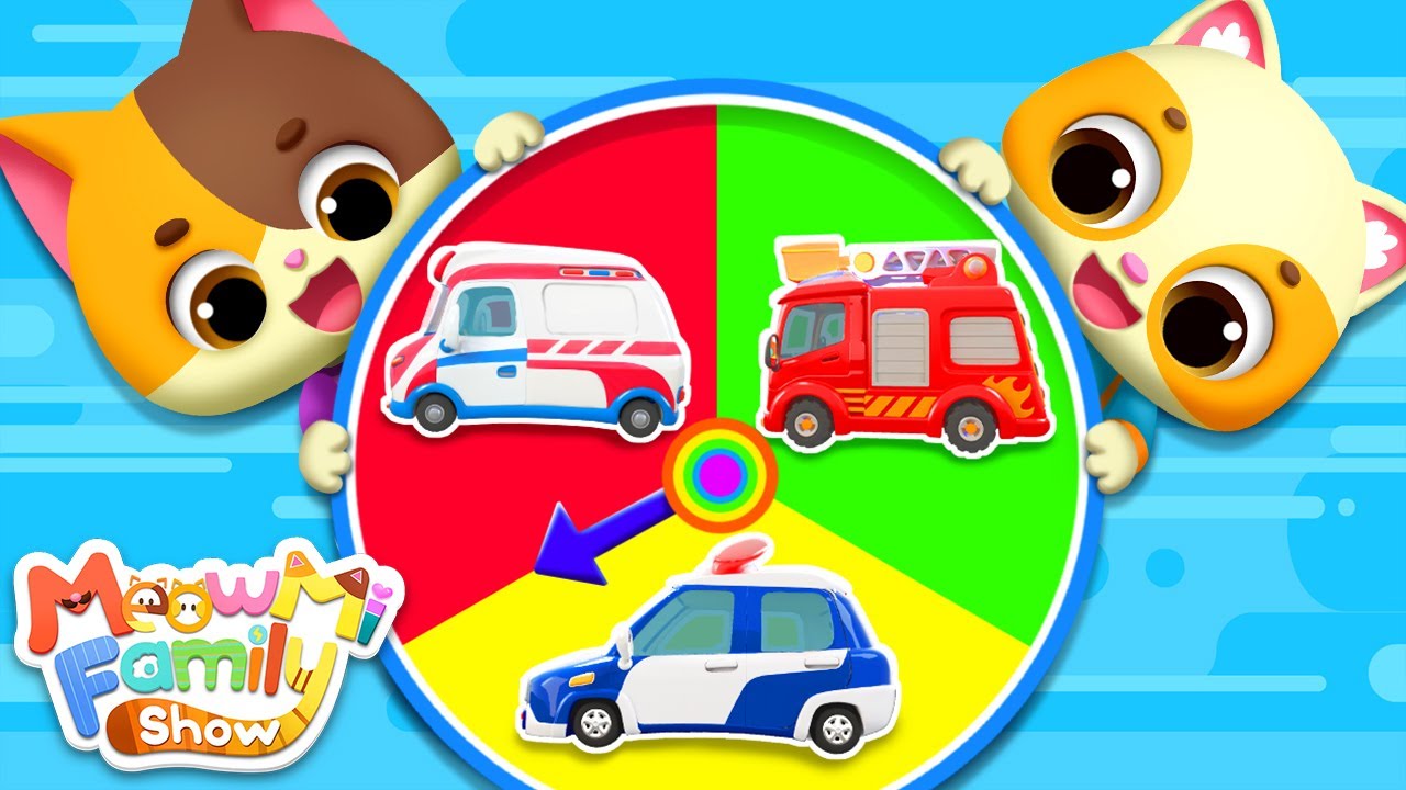 Police Car Fire Truck Ambulance Learn Colors Kids Song Meowmi