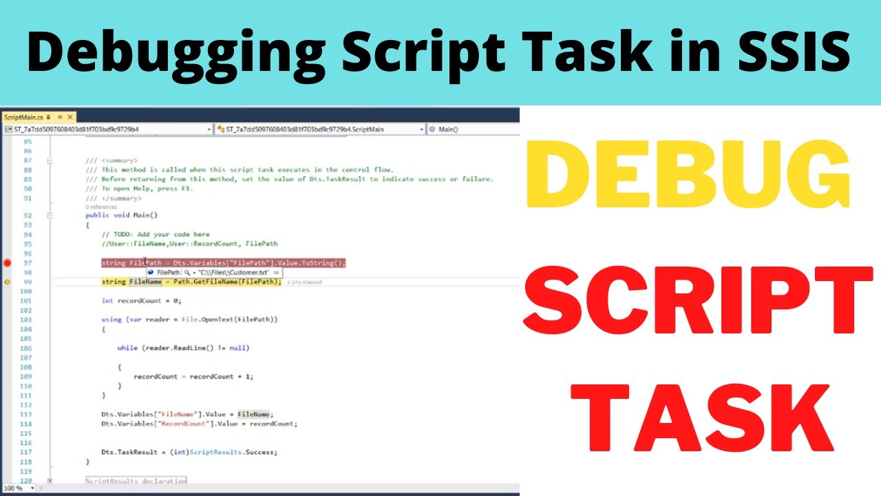 19 Debugging Script Task In Ssis Youtube