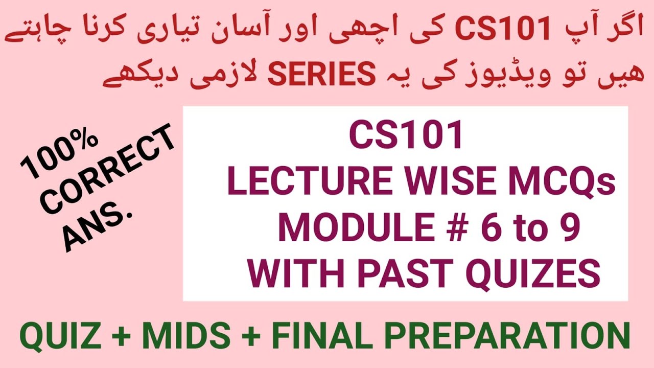 Cs101 Module 6 To 9 Cs101 Lecture Wise Mcqs Introduction To Computing