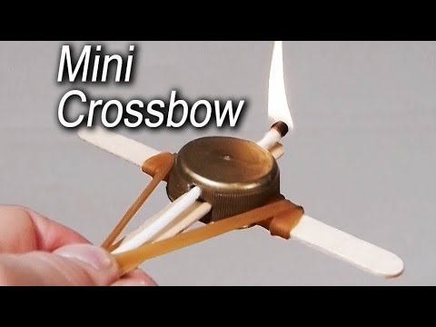 How To Make A Mini Crossbow With Just A Bottle Cap And Popsicle Sticks