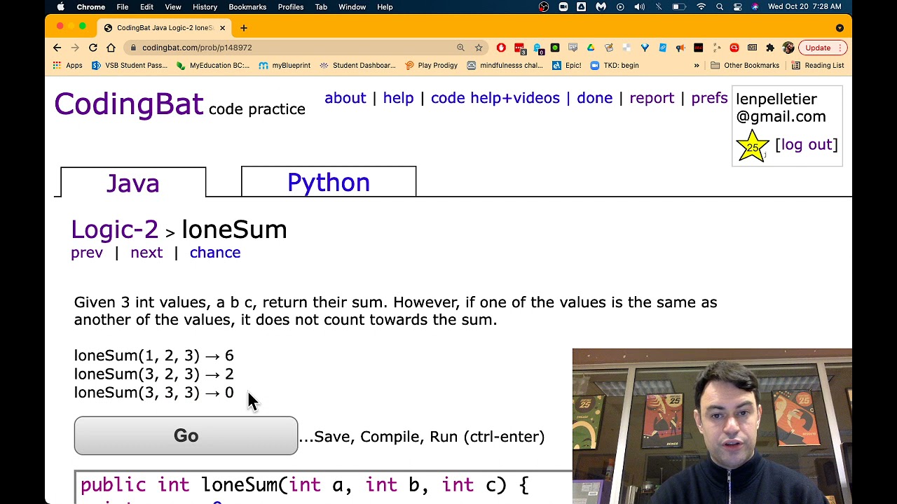 Codingbat Logic 2 Lonesum Solution Youtube