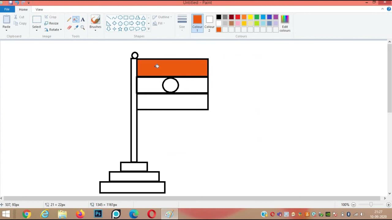 How To Draw National Flag In Ms Paint Youtube