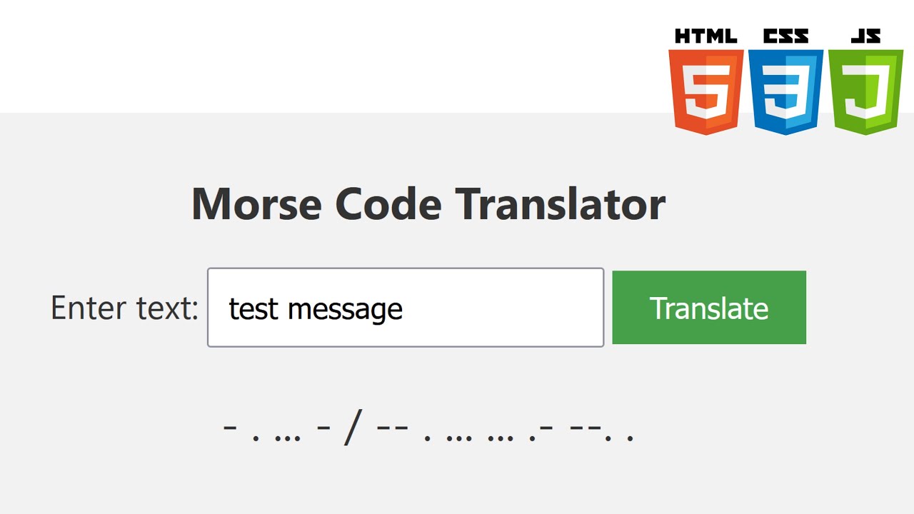 Morse Code Translator Using Html Css And Javascript Youtube