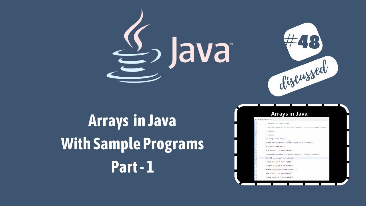 48 Arrays In Java Arrays In Java With Sample Programs Part1 Youtube