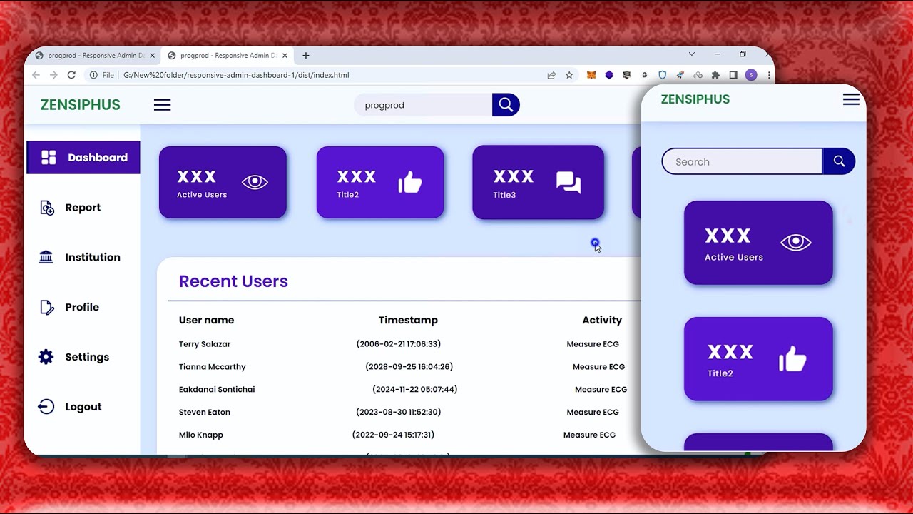 Asmr Programming Create Responsive Admin Dashboard With Html Css No