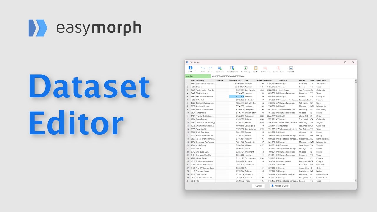Dataset Editor In Easymorph Youtube