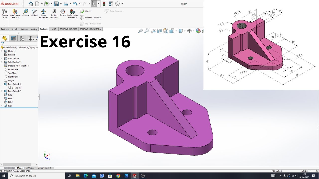 Solidworks Tutorial Exercise 16 Youtube