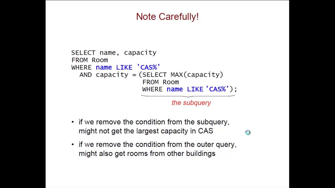 Subqueries In Sql Youtube