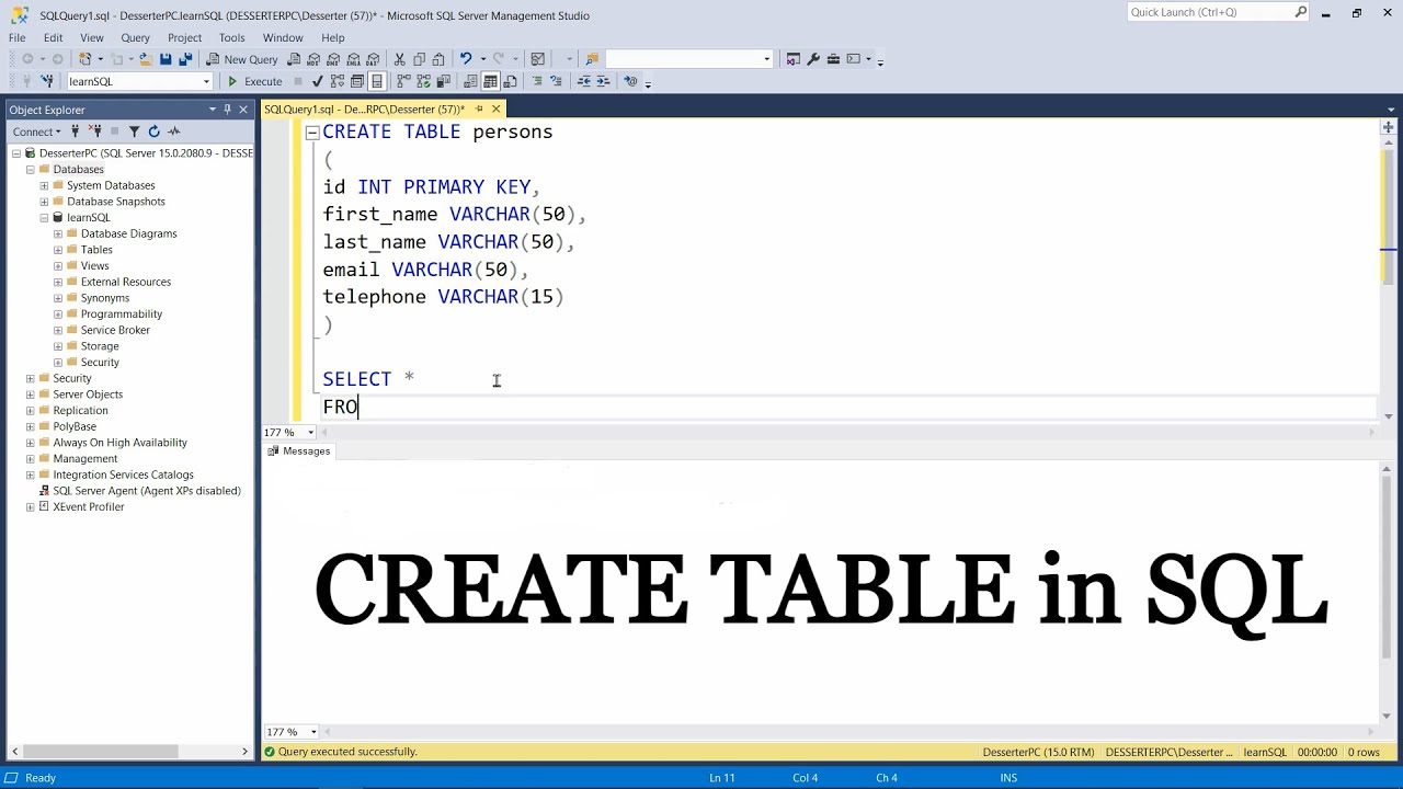 How To Create Table In Sql Youtube