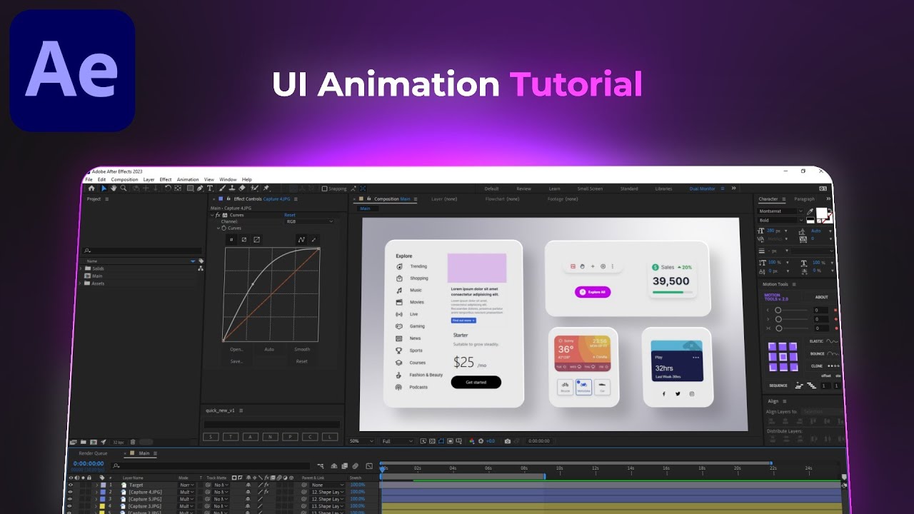 3d Ui Animation In After Effects After Effects Tutorial No Plugins