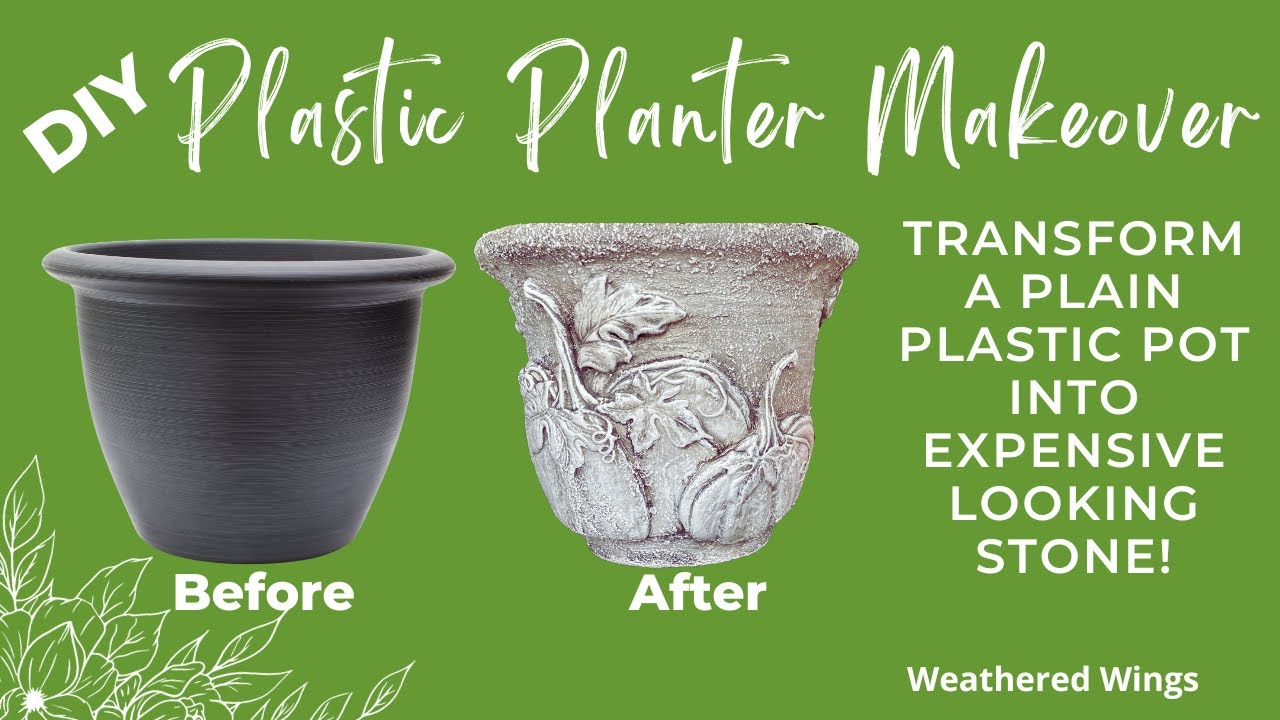 Diy Plastic Planter Makeover Stone Planter Look For Less Youtube