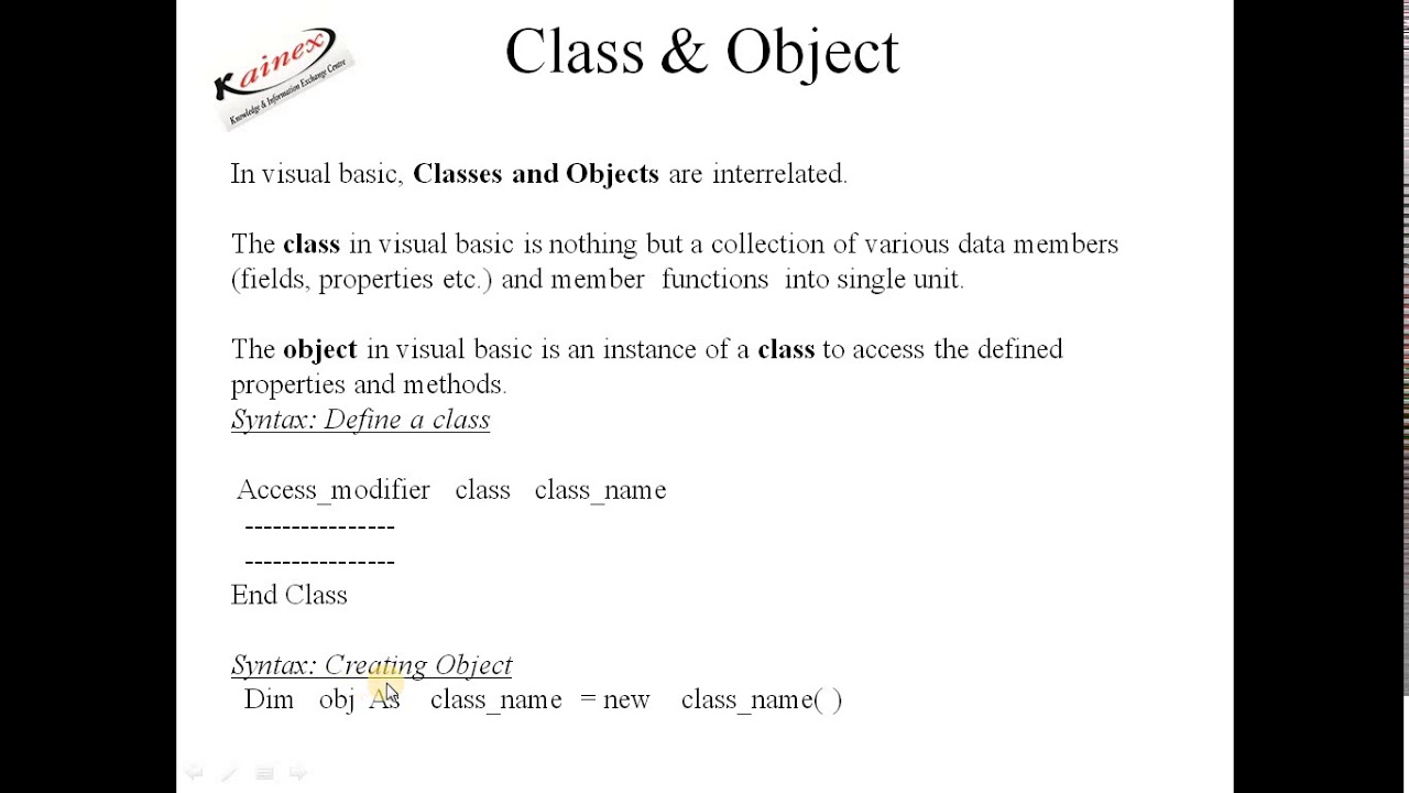 Vb Net Class Object Youtube
