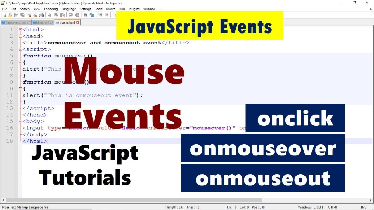 Javascript Events Mouse Events Onclick Onmouseover Onmouseout