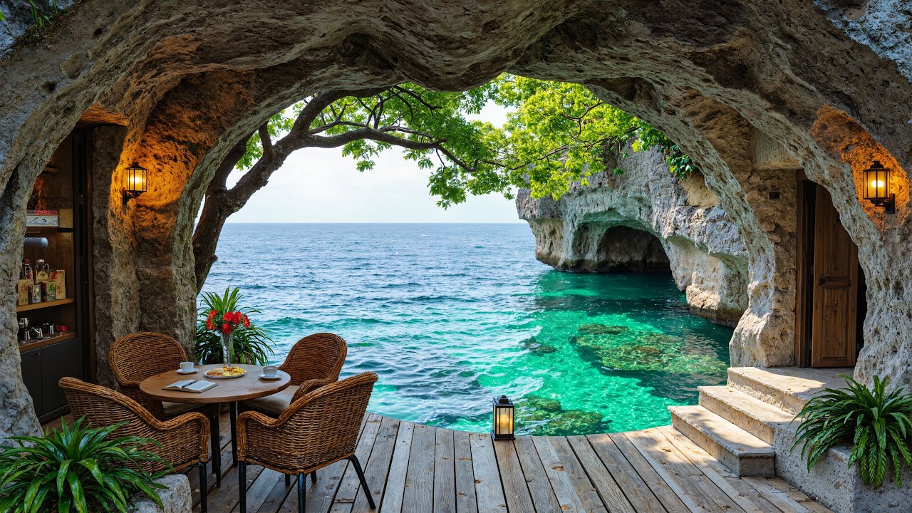 Coastal Cave Morning Jazz With Ocean Breeze рџњљ Smooth Coffee For Relax