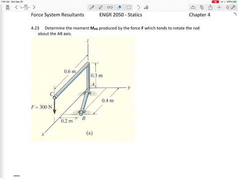 Statics 3d Moment About An Axis Example 3 Youtube