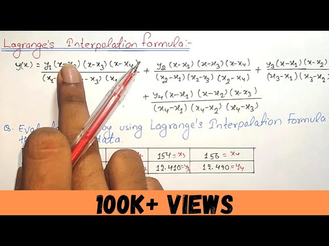 Interpolation Formula Lagrange S Interpolation Formula Example Solved