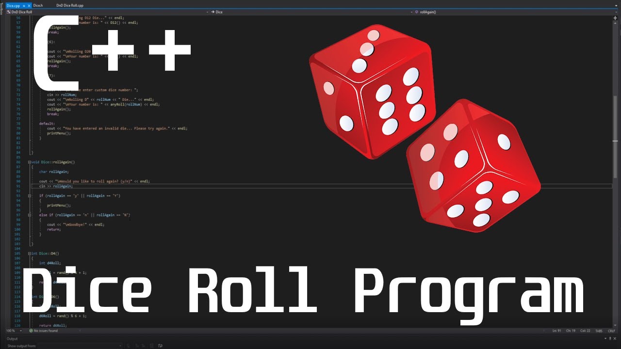 D D Dice Roll Program In C Youtube
