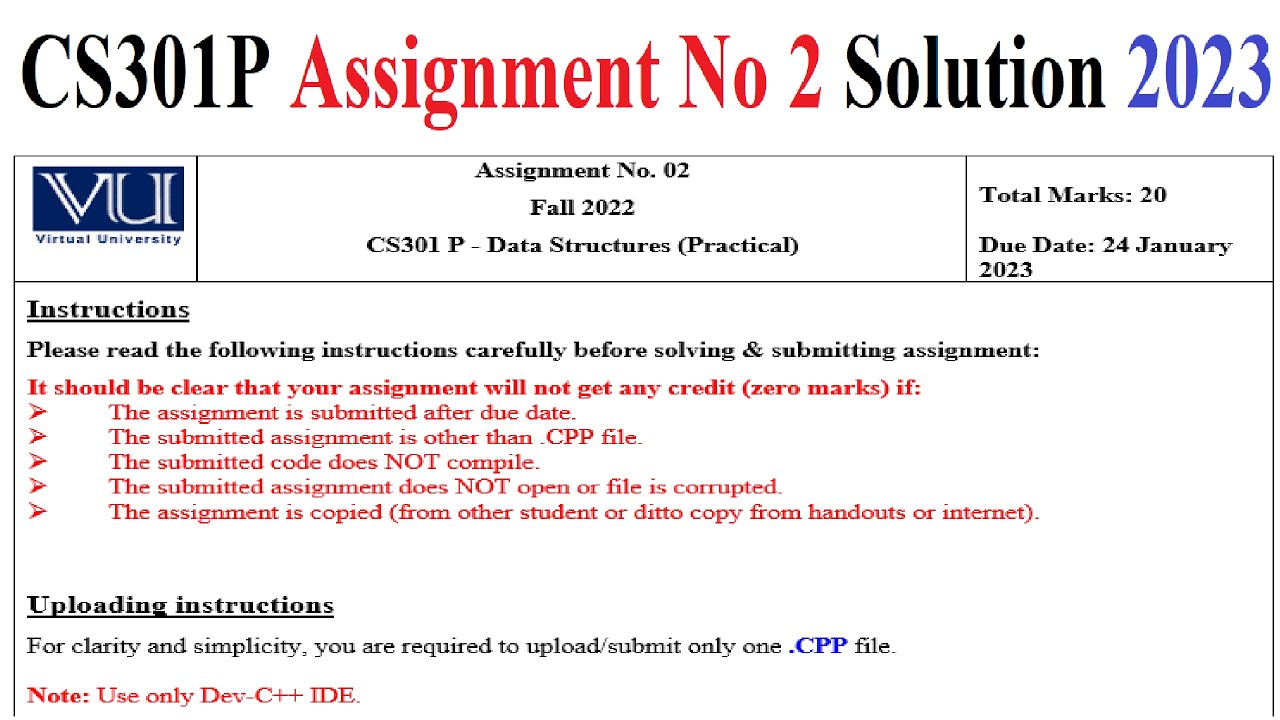Cs301p Assignment 2 Cs301p Assignment No 2 Solution 2023 Data