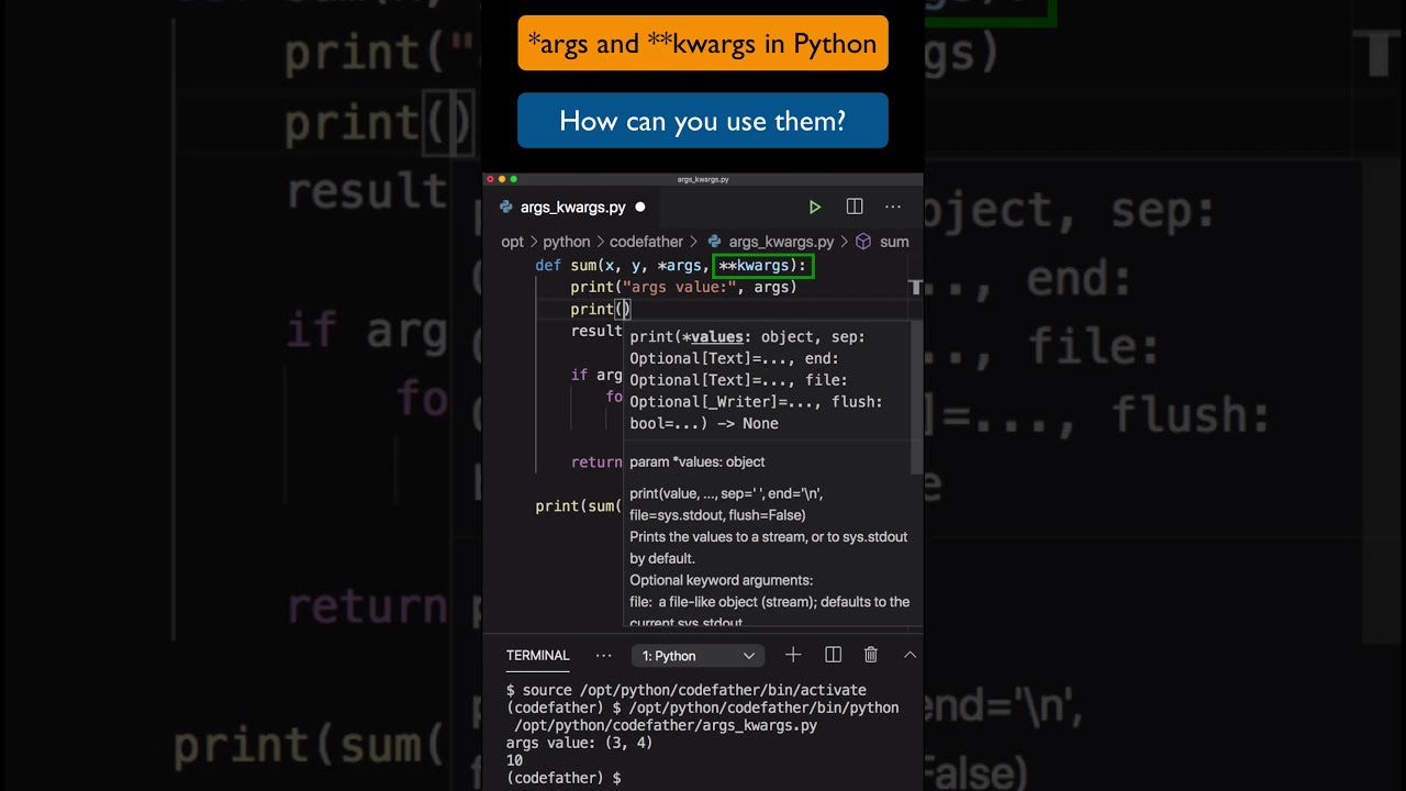 Args And Kwargs In Python A Quick Tutorial Youtube