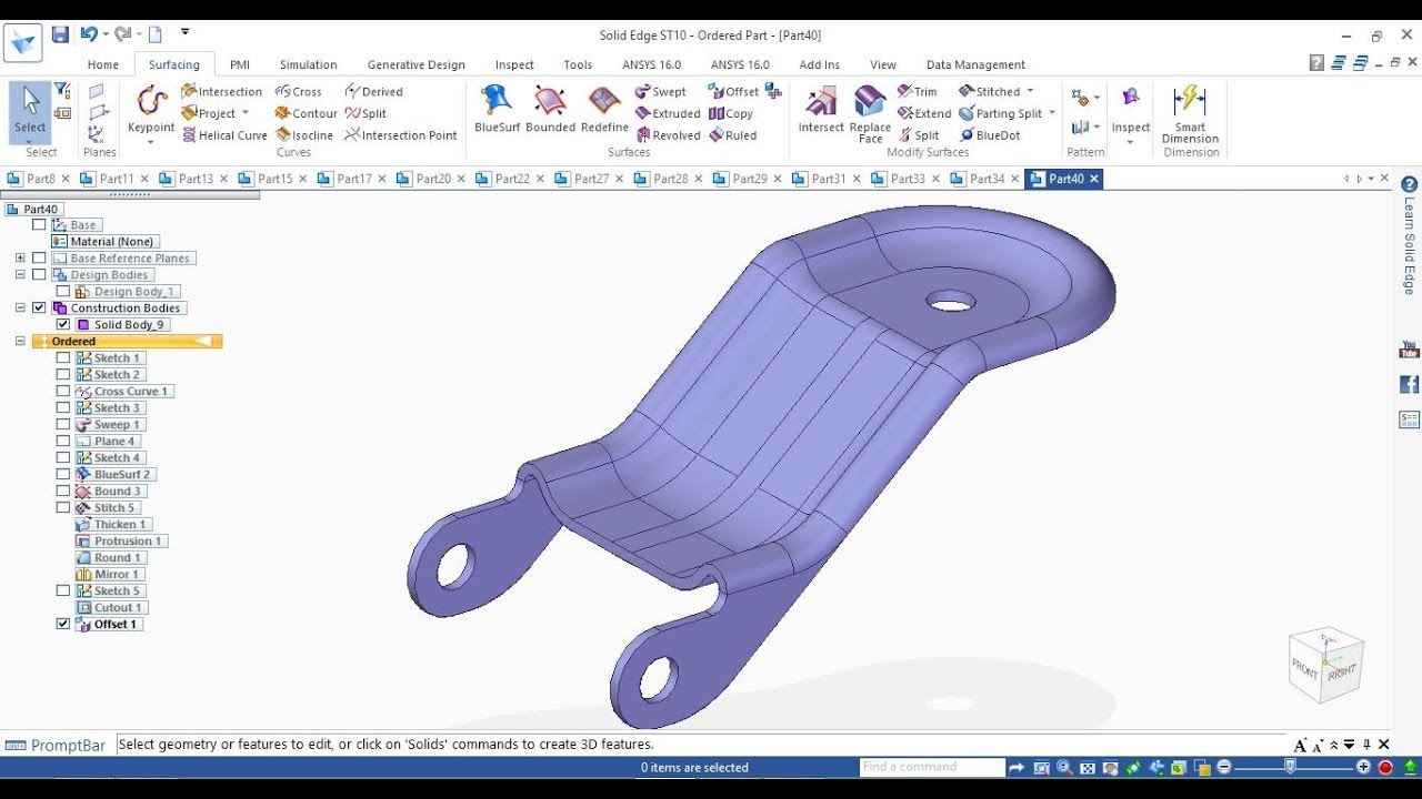 Solidedge Solid And Surface Youtube