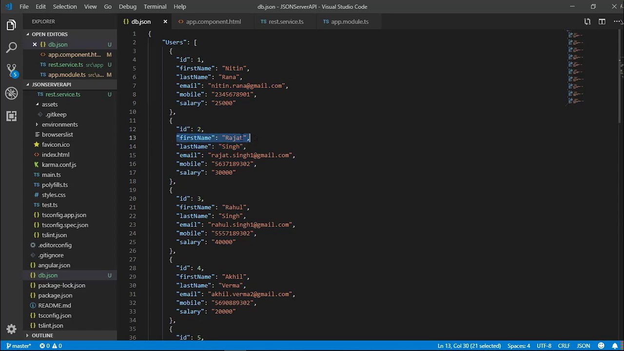 Display Table In Angular Using Json Server Rest Api Youtube
