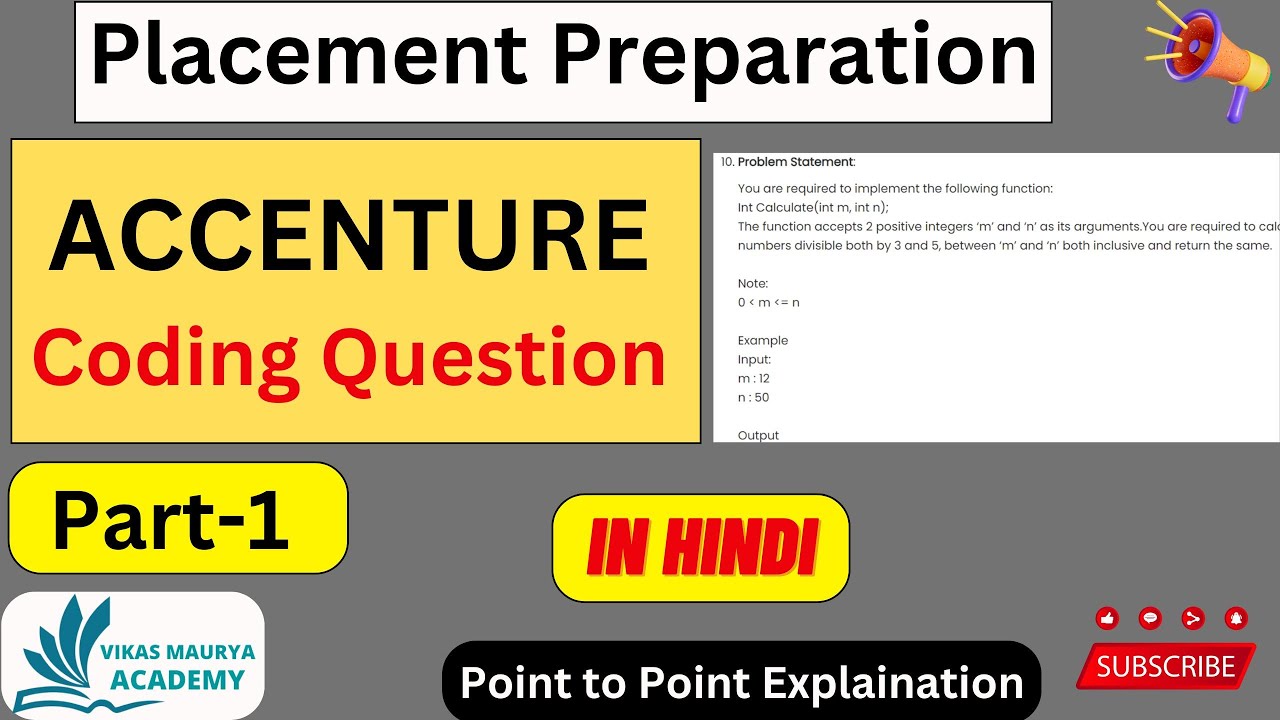 Accenture Coding Question Part 1 Placement Preparation