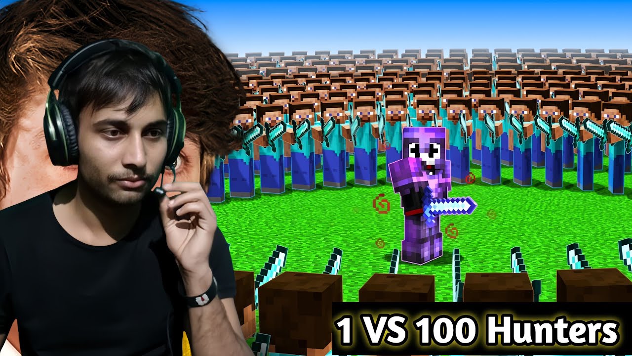 100 Hunters Vs Minecraft S Pro Player 亞 Youtube