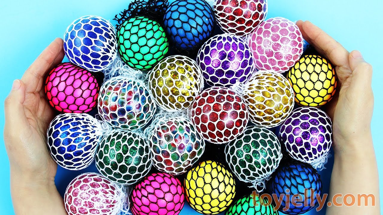 Squishy Mesh Stress Balls Glitter Slime Toys Learn Colors With Kinder