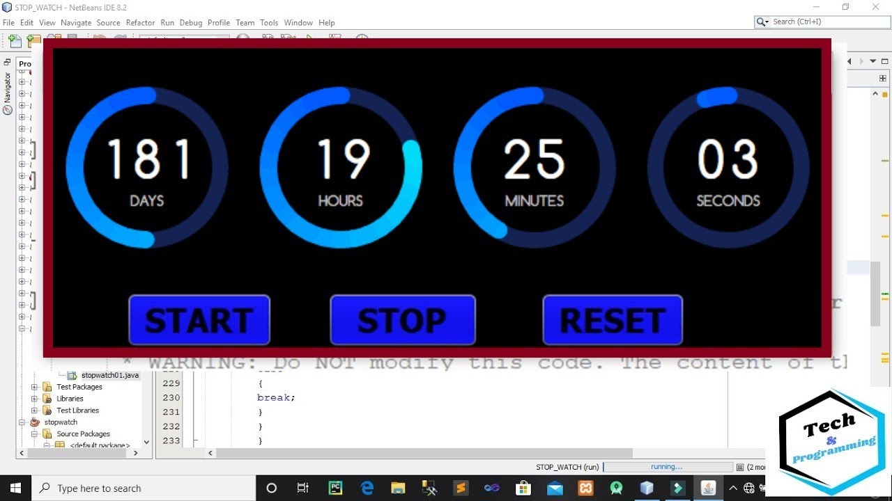 How To Make Stop Watch Gui In Java Using Netbeans Ide With Full