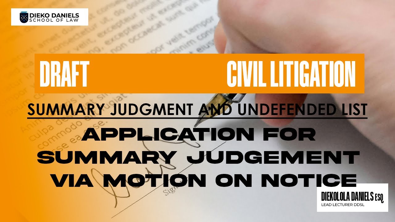 Draft Application For Summary Judgement Motion On Notice Civil
