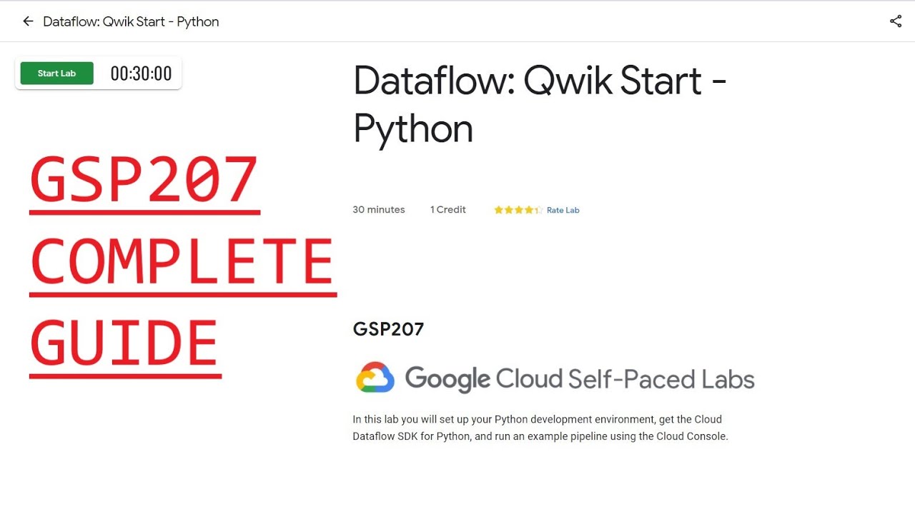 Dataflow Qwik Start Python Gsp207 Youtube