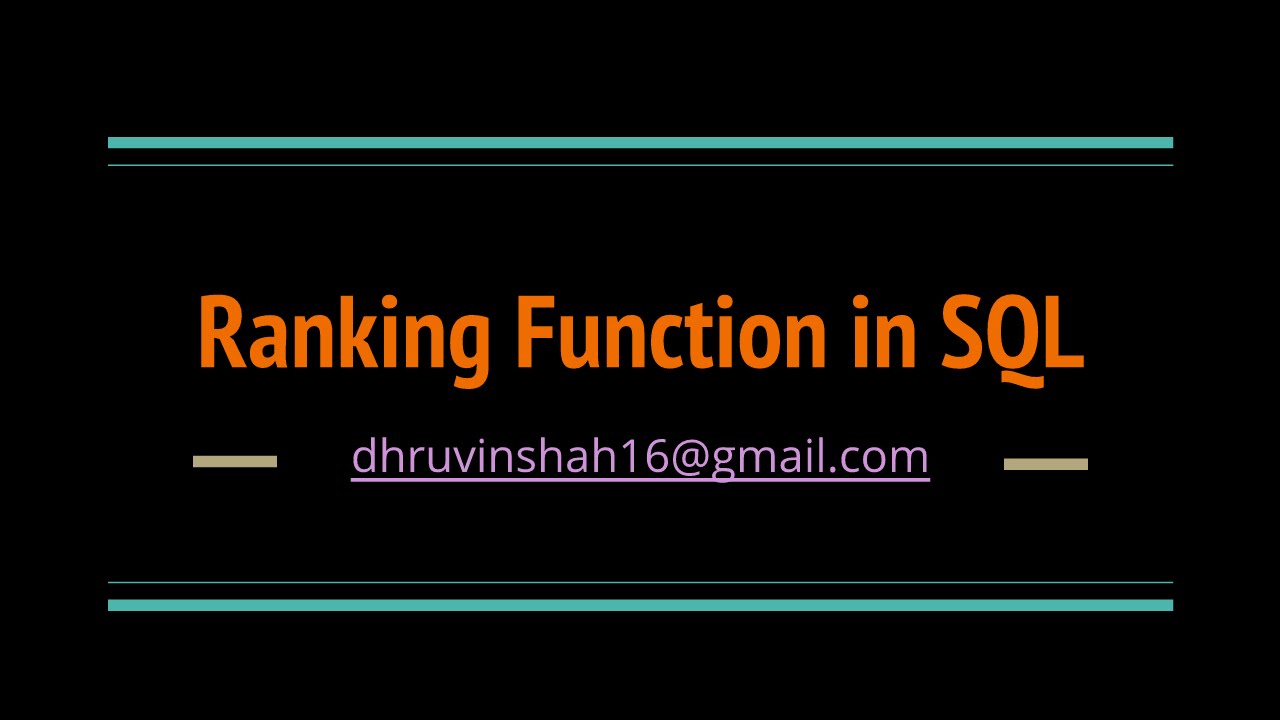 Ranking Function In Sql Server Youtube
