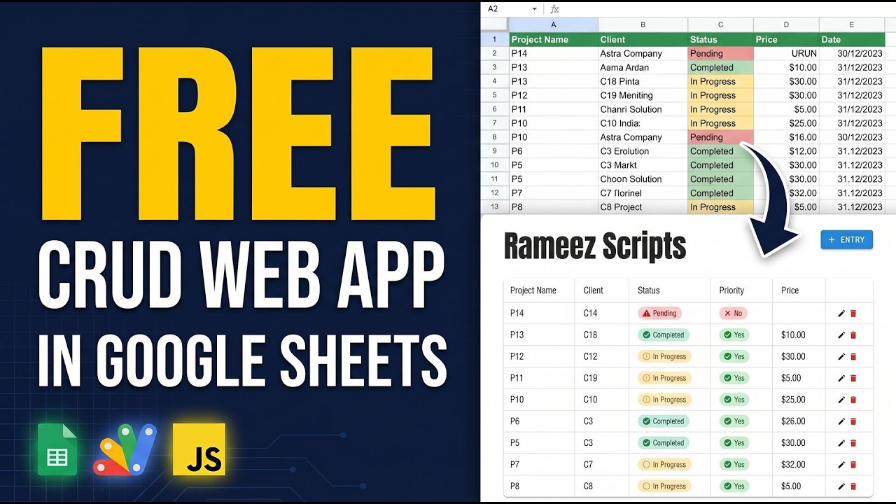 R19 Crud Web App Using Google Sheet And Apps Script Free Code Youtube