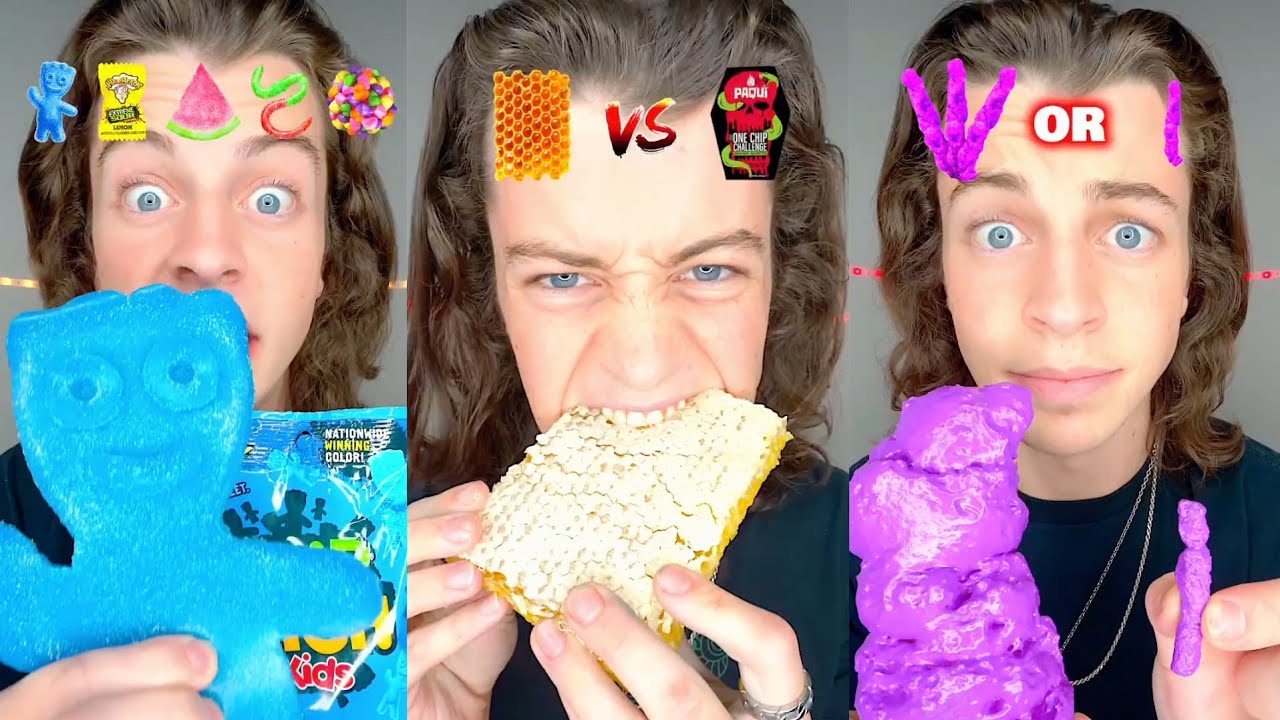 Giant Candy Mukbang Asmr Colorful Gummy Worms Sour Treats