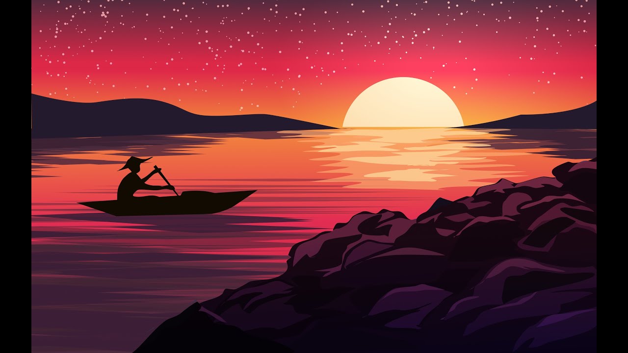 Vector Sunset Landscape On Inkscape Speed Art Youtube