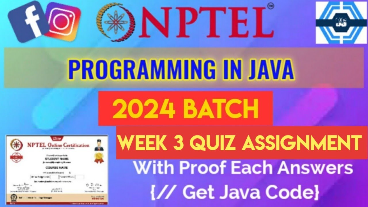 Programming In Java Week 3 Answers 2024 Nptel Swayam Youtube